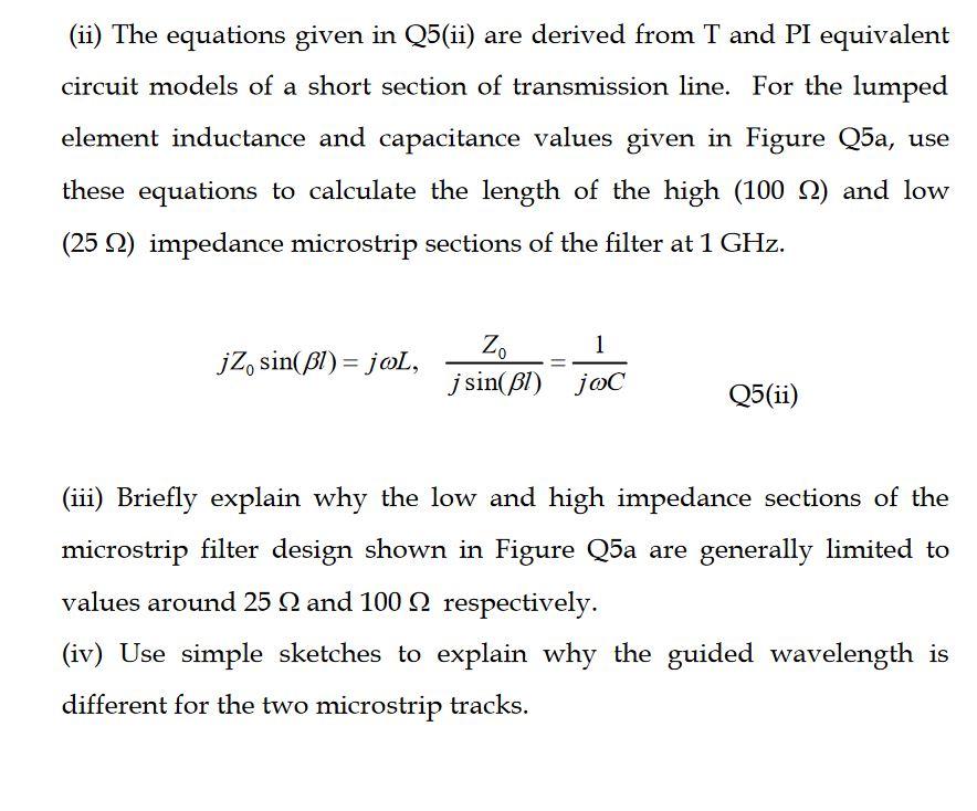 (d) An LC ladder filter and the equivalent microstrip | Chegg.com