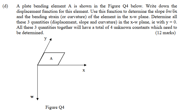(d) A plate bending element A is shown in the Figure | Chegg.com