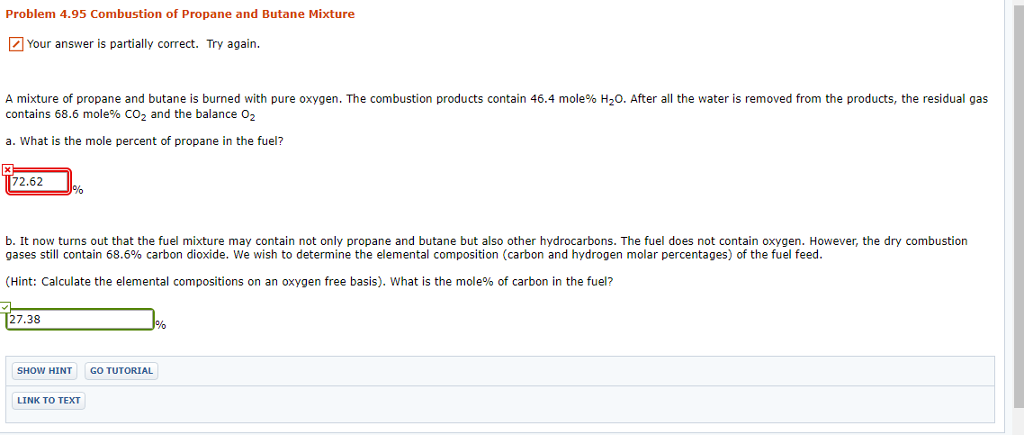 Solved Problem 4.95 Combustion of Propane and Butane Mixture | Chegg.com