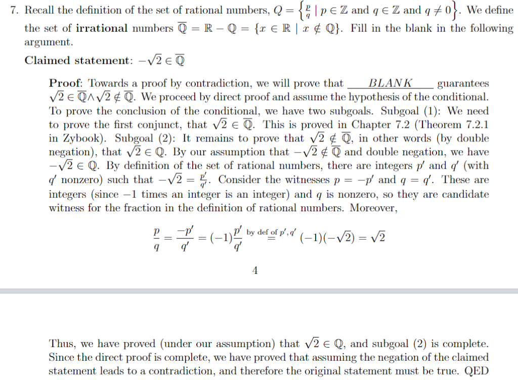Solved 7. Recall the definition of the set of rational | Chegg.com