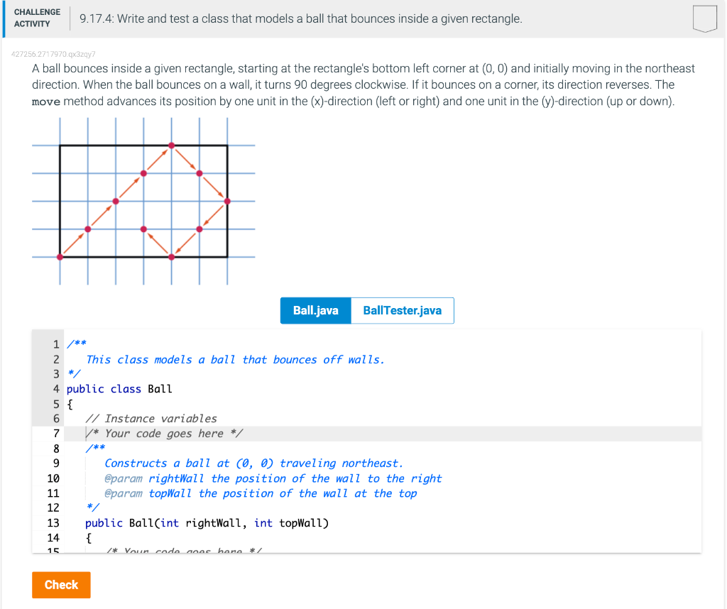 Solved /** This class models a ball that bounces off | Chegg.com