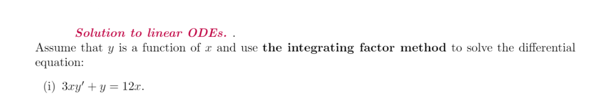 Solved Solution to linear ODEs.. Assume that y is a function | Chegg.com