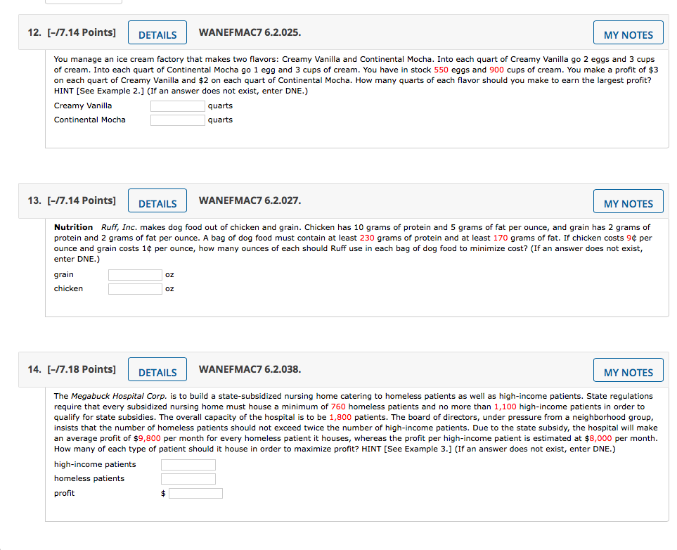 Solved 12. [-17.14 Points] DETAILS WANEFMAC7 6.2.025. MY | Chegg.com
