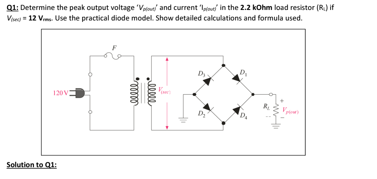 Solved Q1: Determine the peak output voltage 'Vp(out) and | Chegg.com