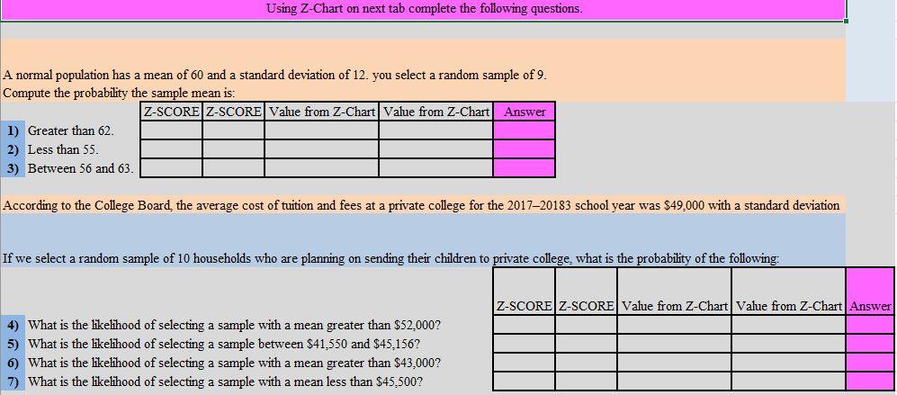 Solved Using Excel functions solve: Standard deviation for | Chegg.com