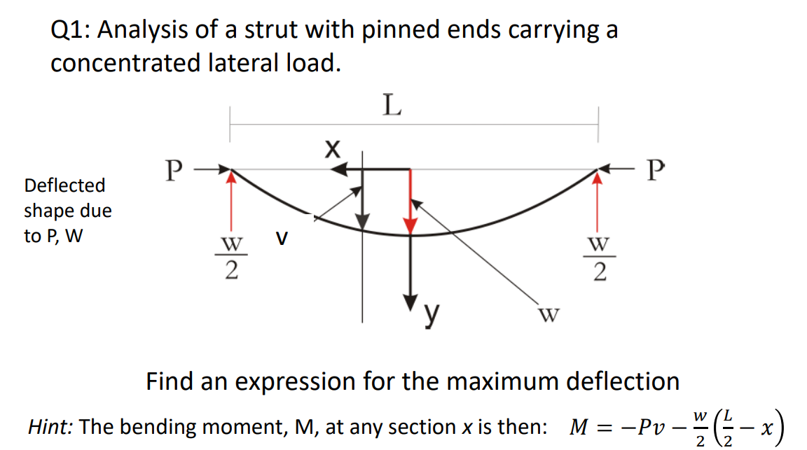 Solved Q1: Analysis of a strut with pinned ends carrying a | Chegg.com