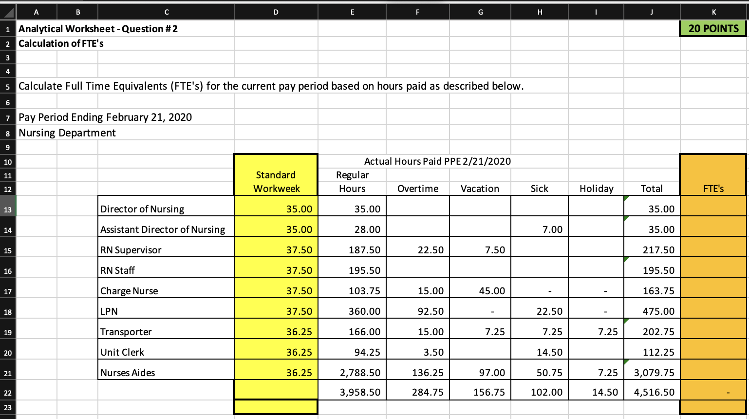 Solved Analytical Worksheet - ﻿Question \#2Calculation of | Chegg.com