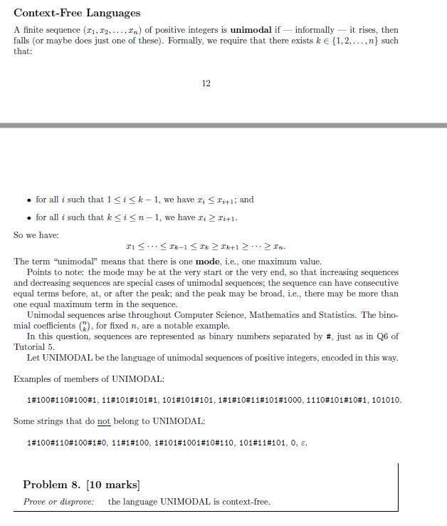Solved Context-Free Languages A finite sequence (11, 12,..., | Chegg.com