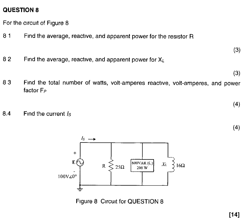 Solved QUESTION 8 For the circuit of Figure 8 8 1 Find the | Chegg.com