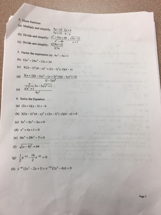 Solved 4. More fractions (a) Multiply and simplify; Sy+15 | Chegg.com