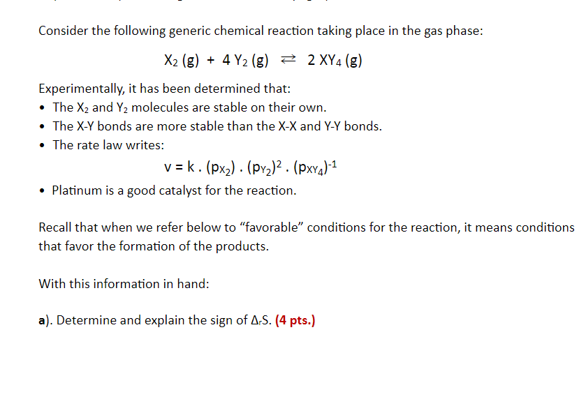 Solved Consider the following generic chemical reaction | Chegg.com