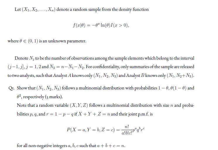 Show that (N1;N2;N3) follows a multinomial | Chegg.com