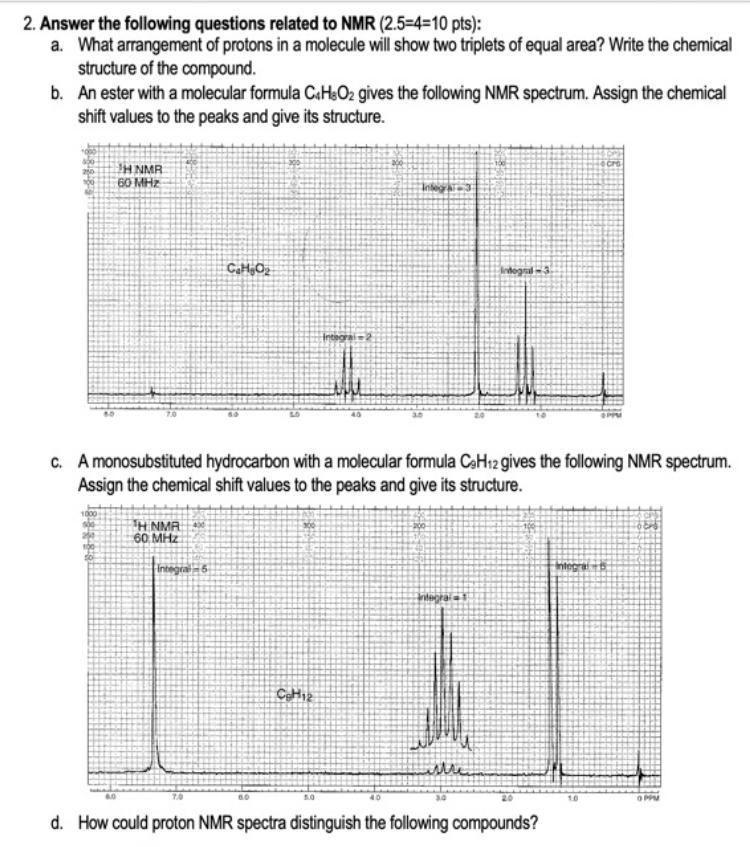 Solved 2. Answer the following questions related to NMR | Chegg.com