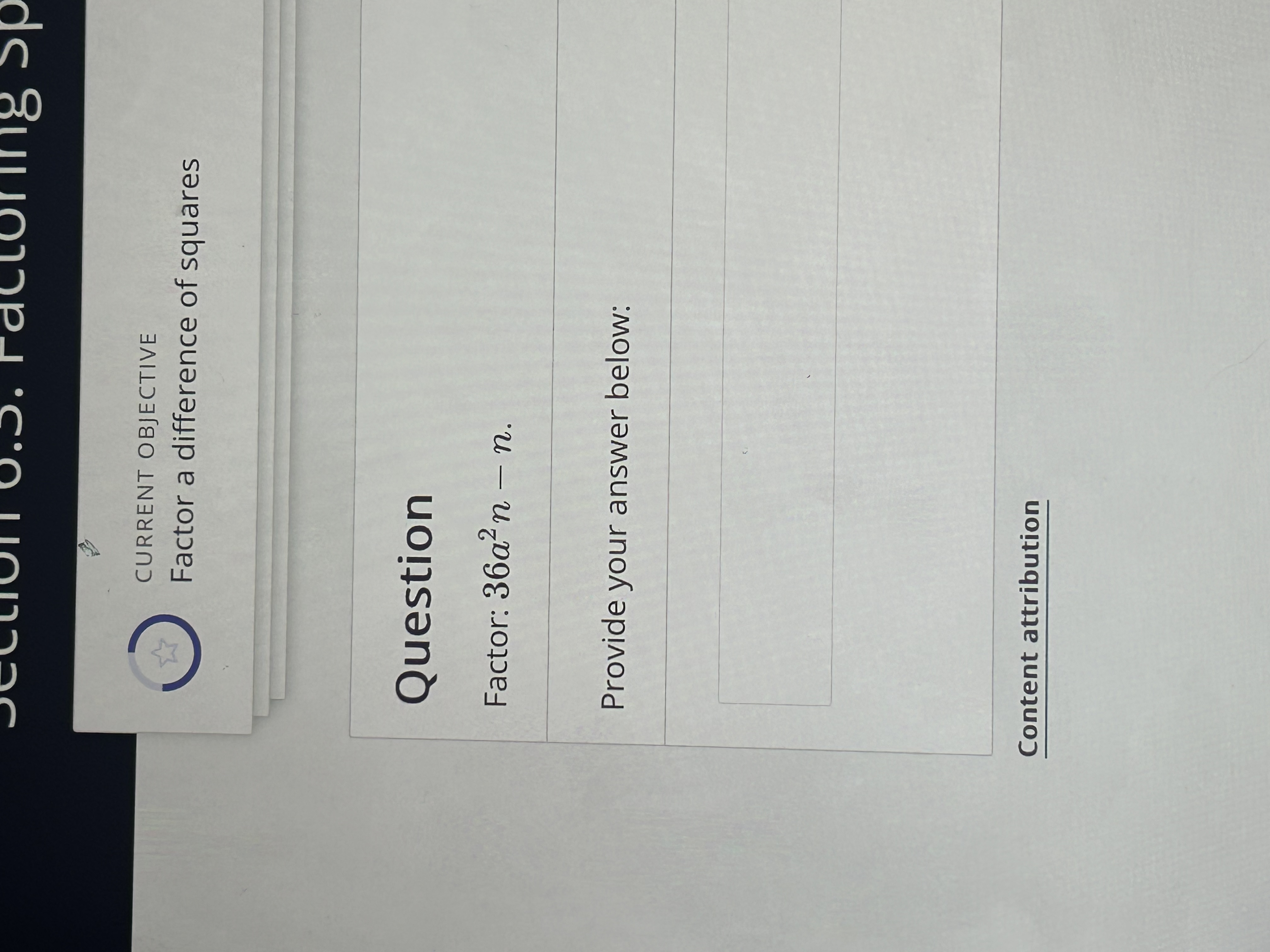 Solved QuestionFactor: 36a2n-n | Chegg.com