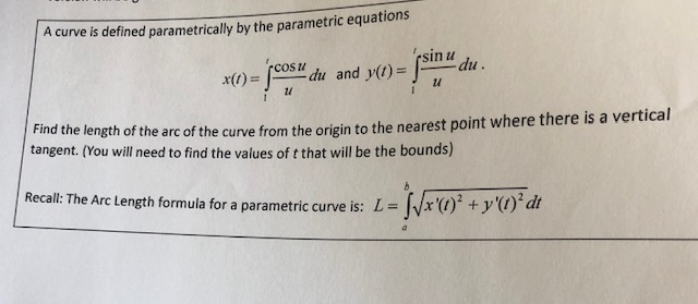 Solved A curve is defined parametrically by the parametric | Chegg.com