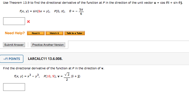 Solved Use Theorem 13.9 to find the directional derivative | Chegg.com