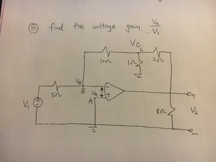 Find the voltage gain V_2/V_1 | Chegg.com