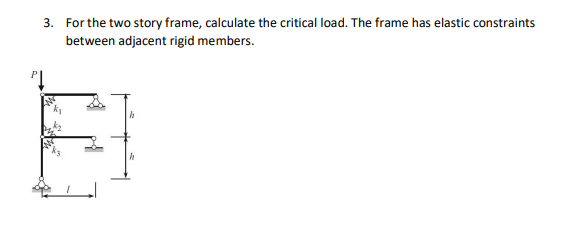 3. For the two story frame, calculate the critical | Chegg.com