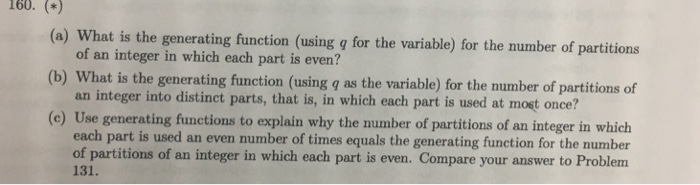 160 A What Is The Generating Function Using Q
