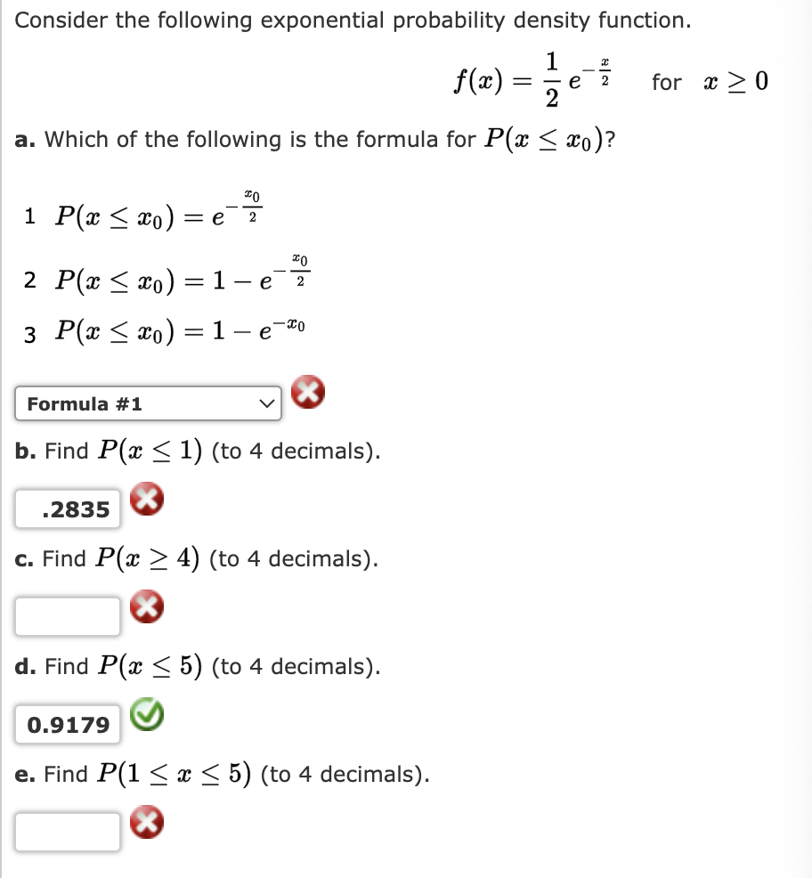 Solved Consider the following exponential probability | Chegg.com