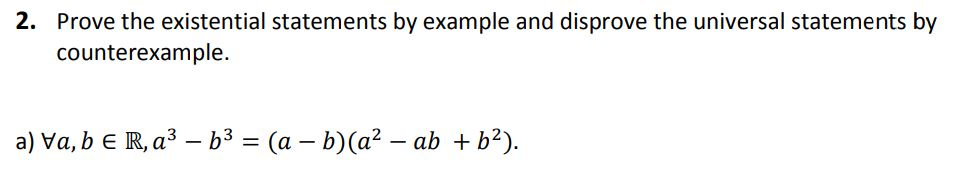 Solved 2. Prove the existential statements by example and | Chegg.com Solved 2. Prove the existential statements by example and | Chegg.com
