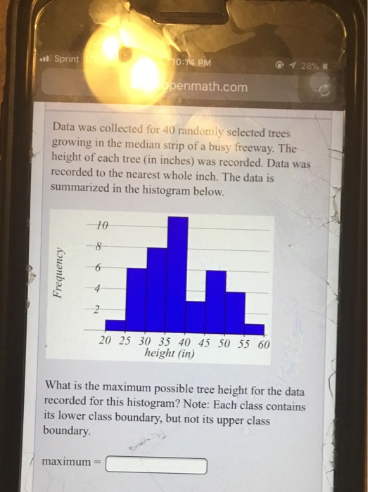 Solved al Sprint イ2890 enmath.com Data was collected for 40 | Chegg.com