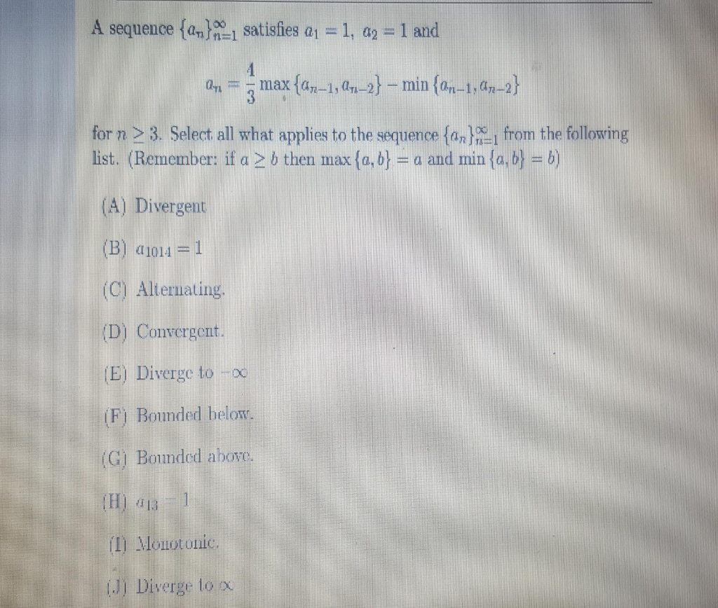 Solved A sequence {Am} =satisfies Q1 = 1, az = 1 and 1 04 = | Chegg.com