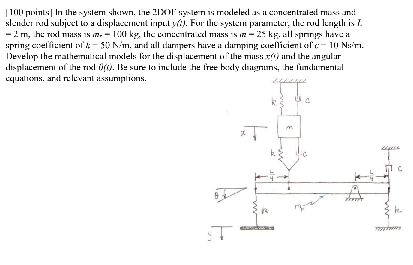 [100 points] In the system shown, the 2DOF system is | Chegg.com