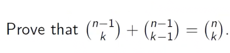 Solved (n−1k)+(n−1k−1)=(nk) | Chegg.com