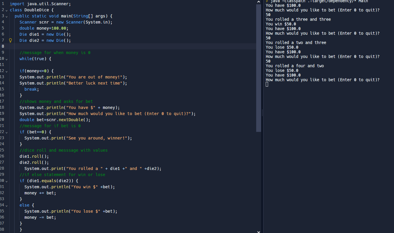 Solved In java, why is my code not changing the money | Chegg.com