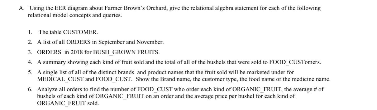 Solved A. Using the EER diagram about Farmer Brown's | Chegg.com