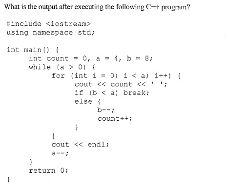 Solved What is the output after executing the following C++ | Chegg.com