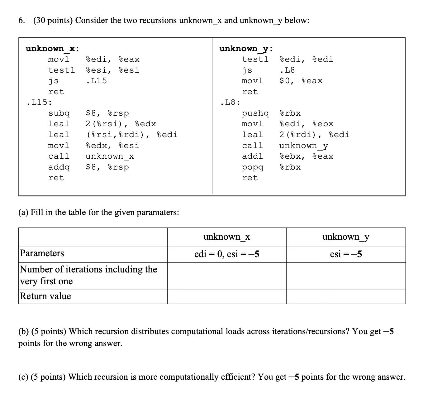 Solved (30 ﻿points) ﻿Consider the two recursions unknown_ x | Chegg.com