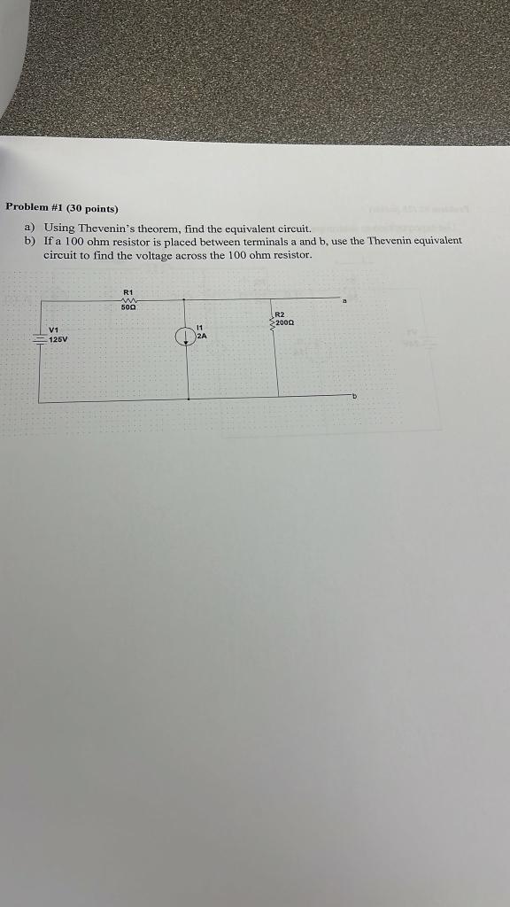 Solved Problem \#1 ( 30 points) a) Using Thevenin's theorem, | Chegg.com