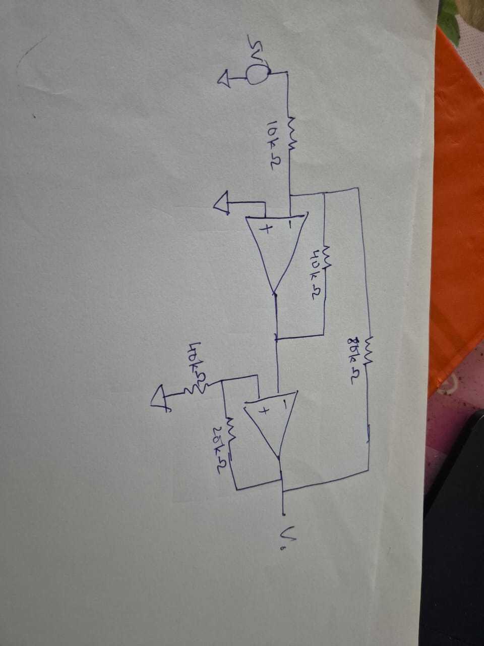 Solved find v0 ﻿and potential difference across the 40k | Chegg.com