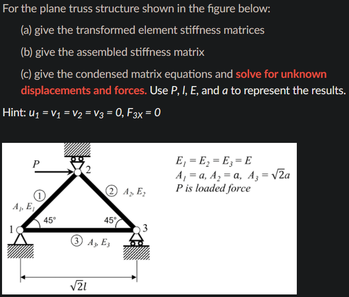 Solved For the plane truss structure shown in the figure | Chegg.com