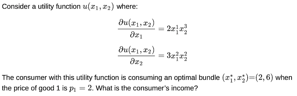 Solved Consider a utility function u(x1, x2) where: du(x1, | Chegg.com