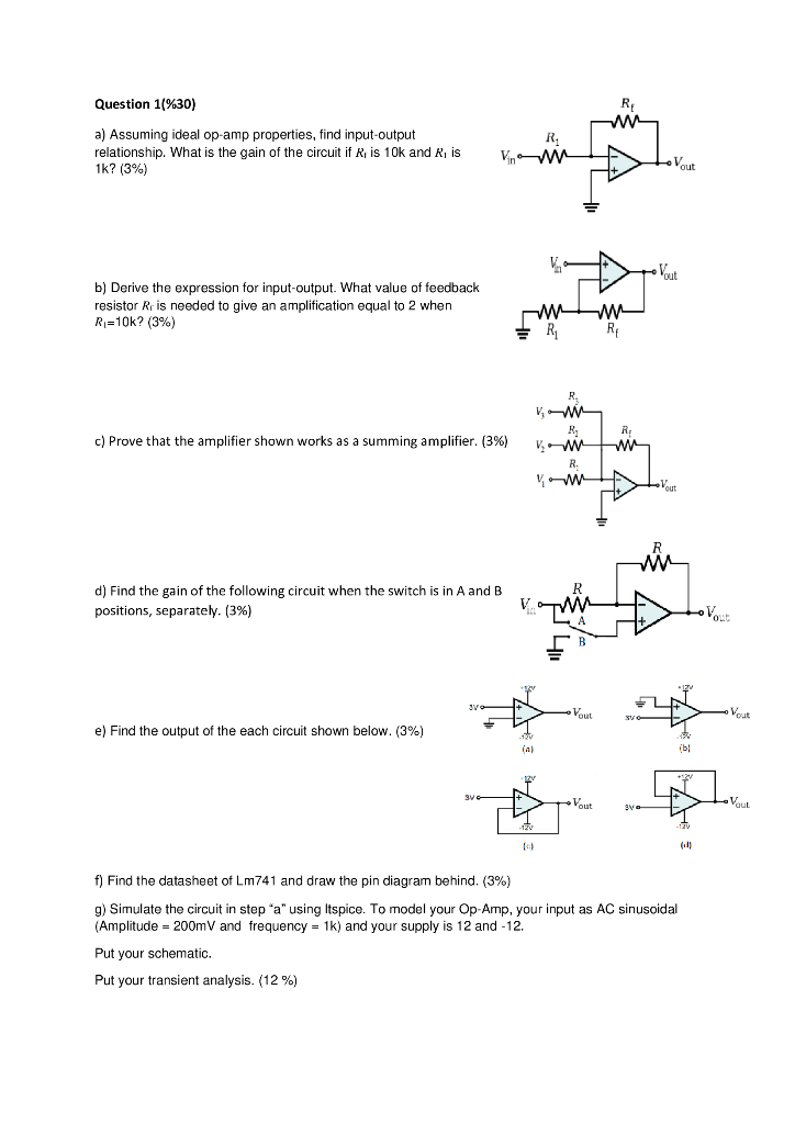 Solved Question 130 A Assuming Ideal Op Amp Properties 