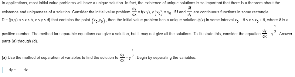 Solved In applications, most initial value problems will | Chegg.com