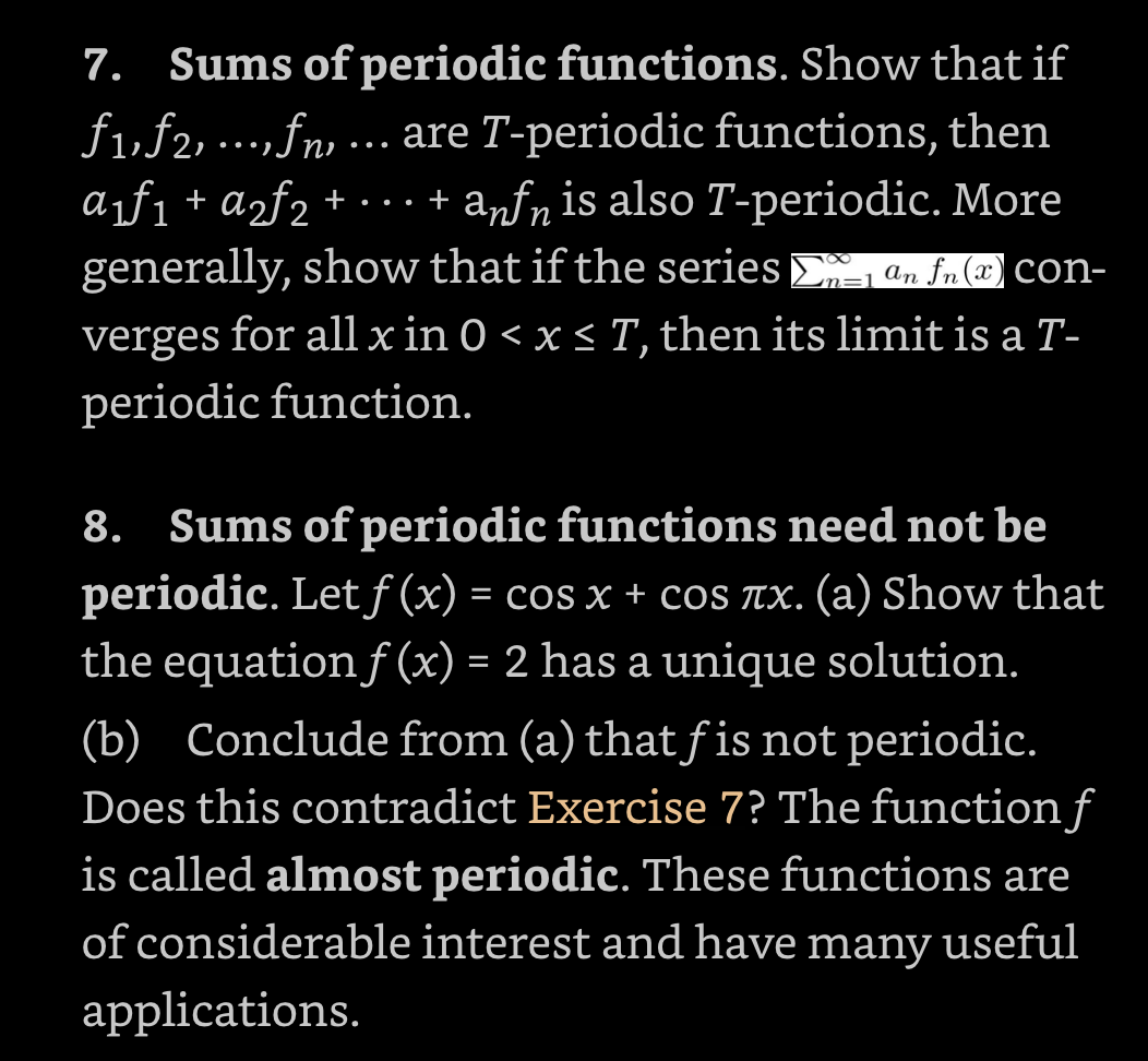 7. Sums of periodic functions. Show that if | Chegg.com