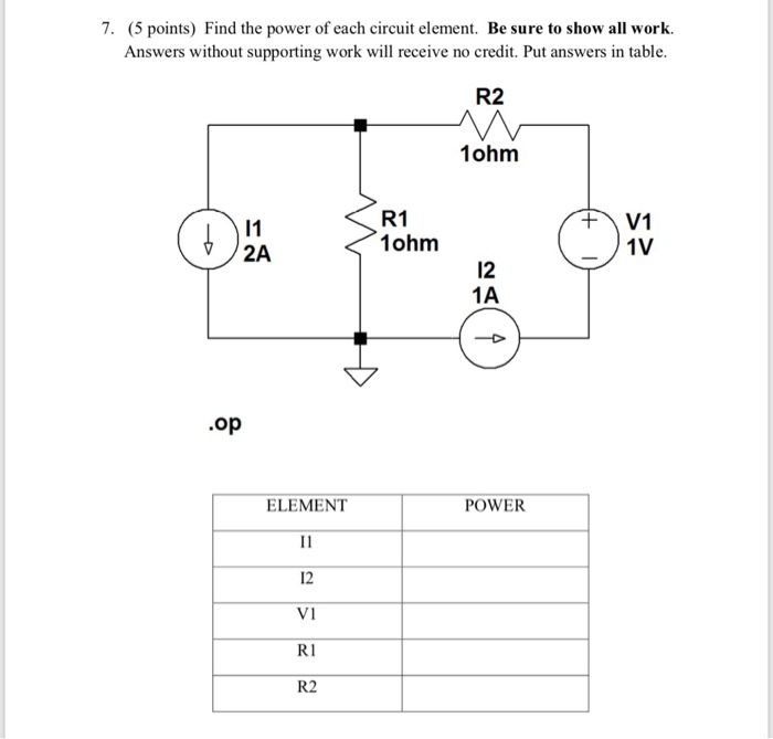 Solved 7. (5 points) Find the power of each circuit element. | Chegg.com