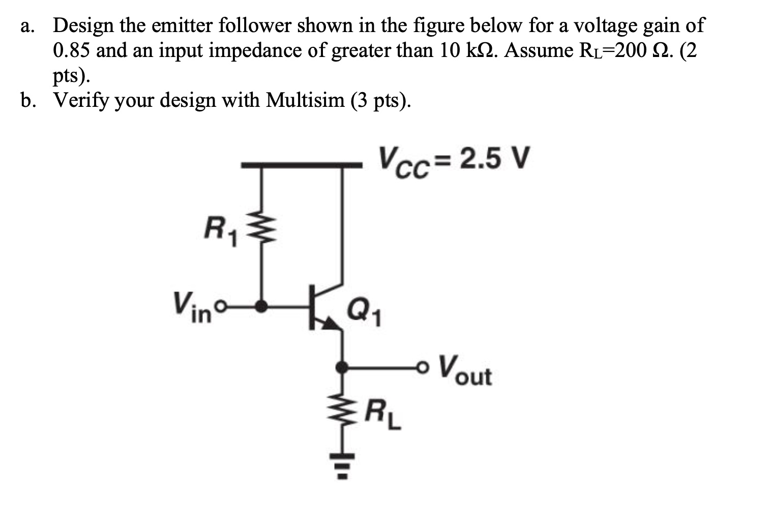 Solved a. Design the emitter follower shown in the figure | Chegg.com