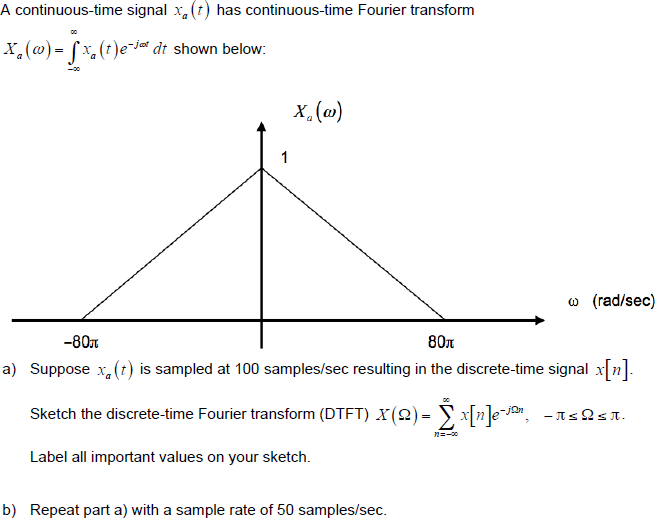 Solved A continuous-time signal x(t) has continuous-time | Chegg.com Solved A continuous-time signal x(t) has continuous-time | Chegg.com