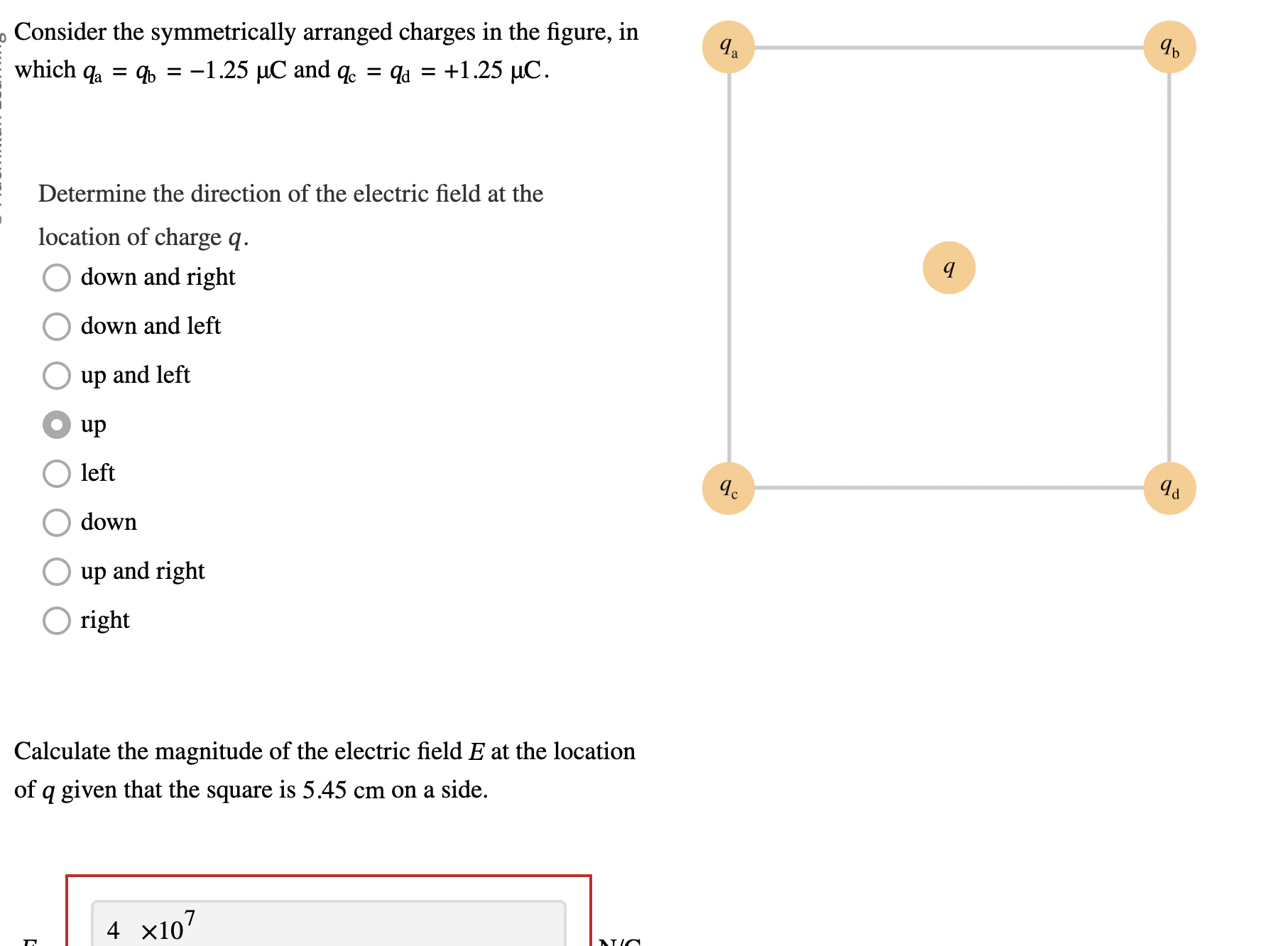 Solved Consider the symmetrically arranged charges in the | Chegg.com