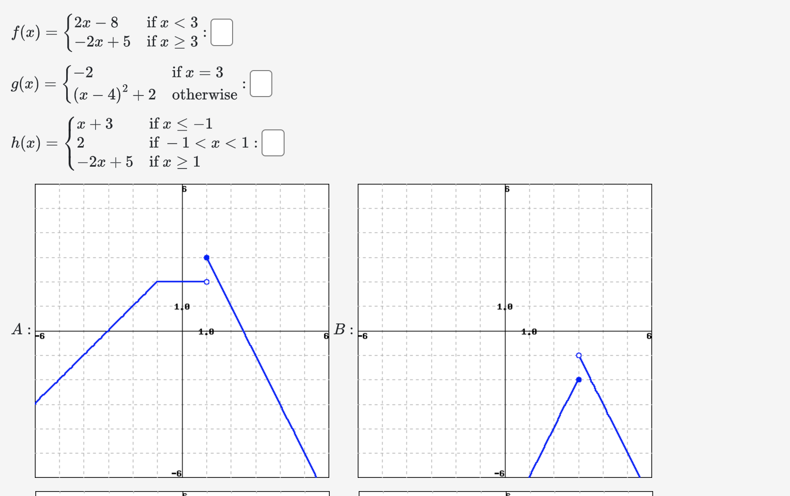 Solved Evaluate the following functions at the specified | Chegg.com