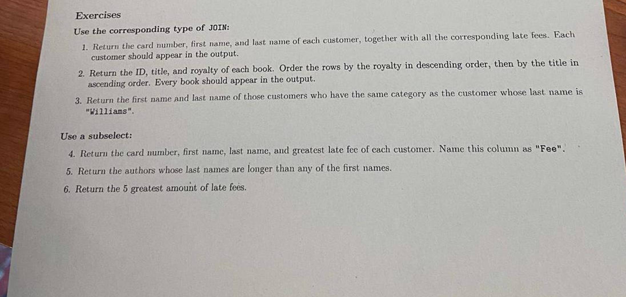 Solved ExercisesUse the corresponding type of Jorn:Return | Chegg.com