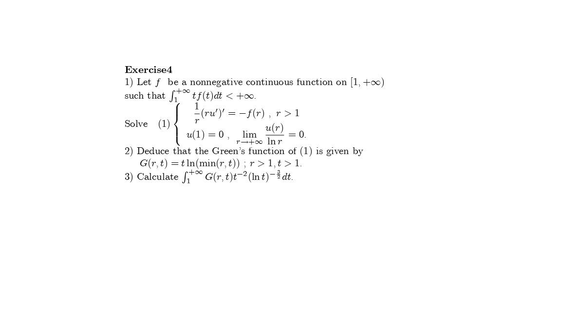 Solved 1 Exercise 4 1) Let f be a nonnegative continuous | Chegg.com