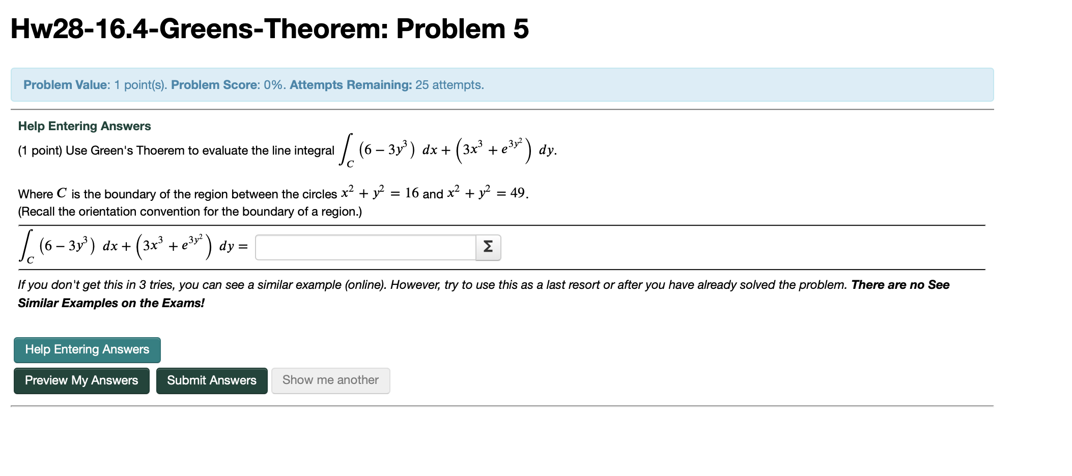 Solved Hw28-16.4-Greens-Theorem: Problem 5 Problem Value: 1 | Chegg.com