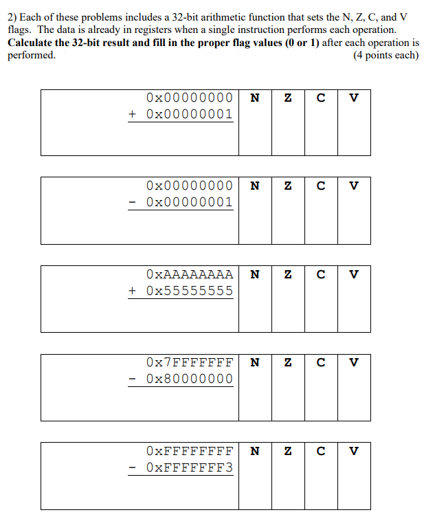 Solved 2) Each of these problems includes a 32-bit | Chegg.com