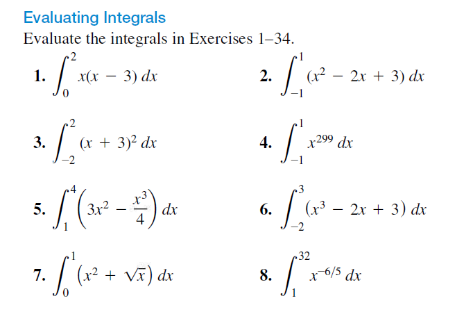 Solved Evaluating Integrals Evaluate the integrals in | Chegg.com